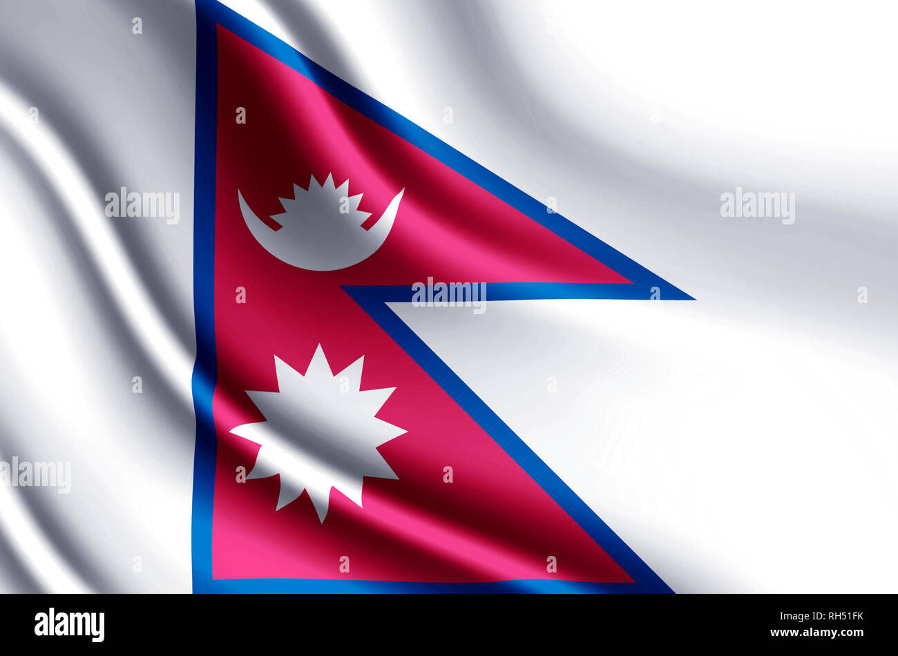 Nepal modern and realistic closeup 3D flag illustration. Perfect for ...