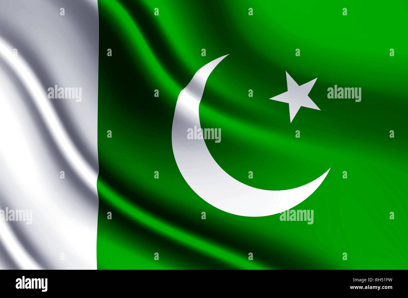 Pakistan modern and realistic closeup 3D flag illustration. Perfect for ...