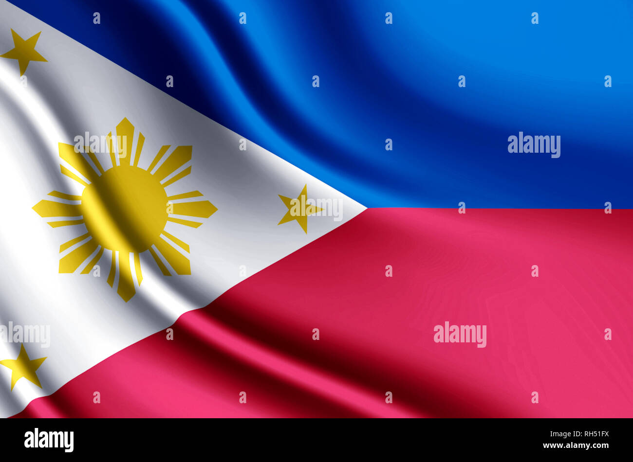 Philippines modern and realistic closeup 3D flag illustration. Perfect ...