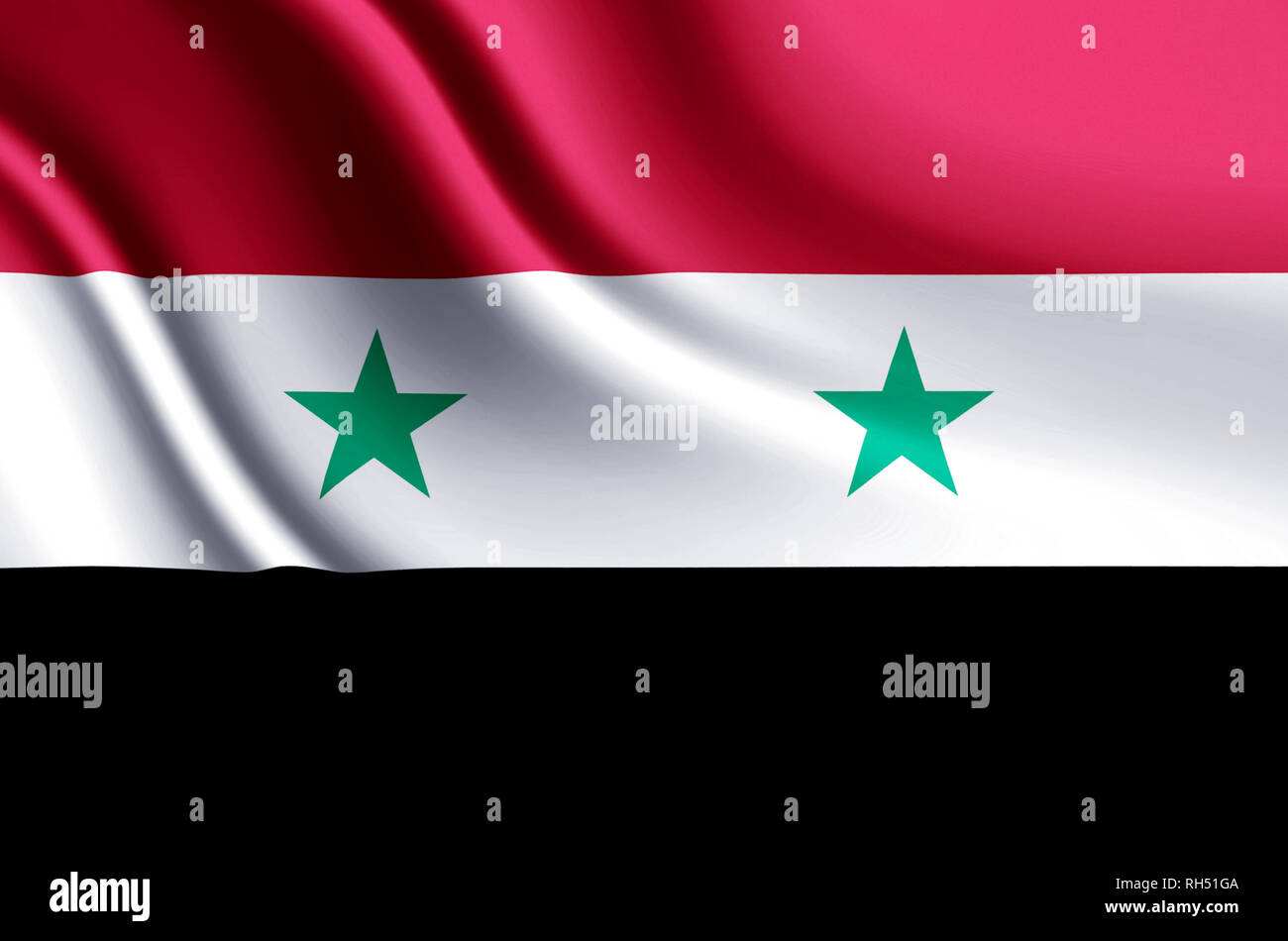 Syria modern and realistic closeup 3D flag illustration. Perfect for ...