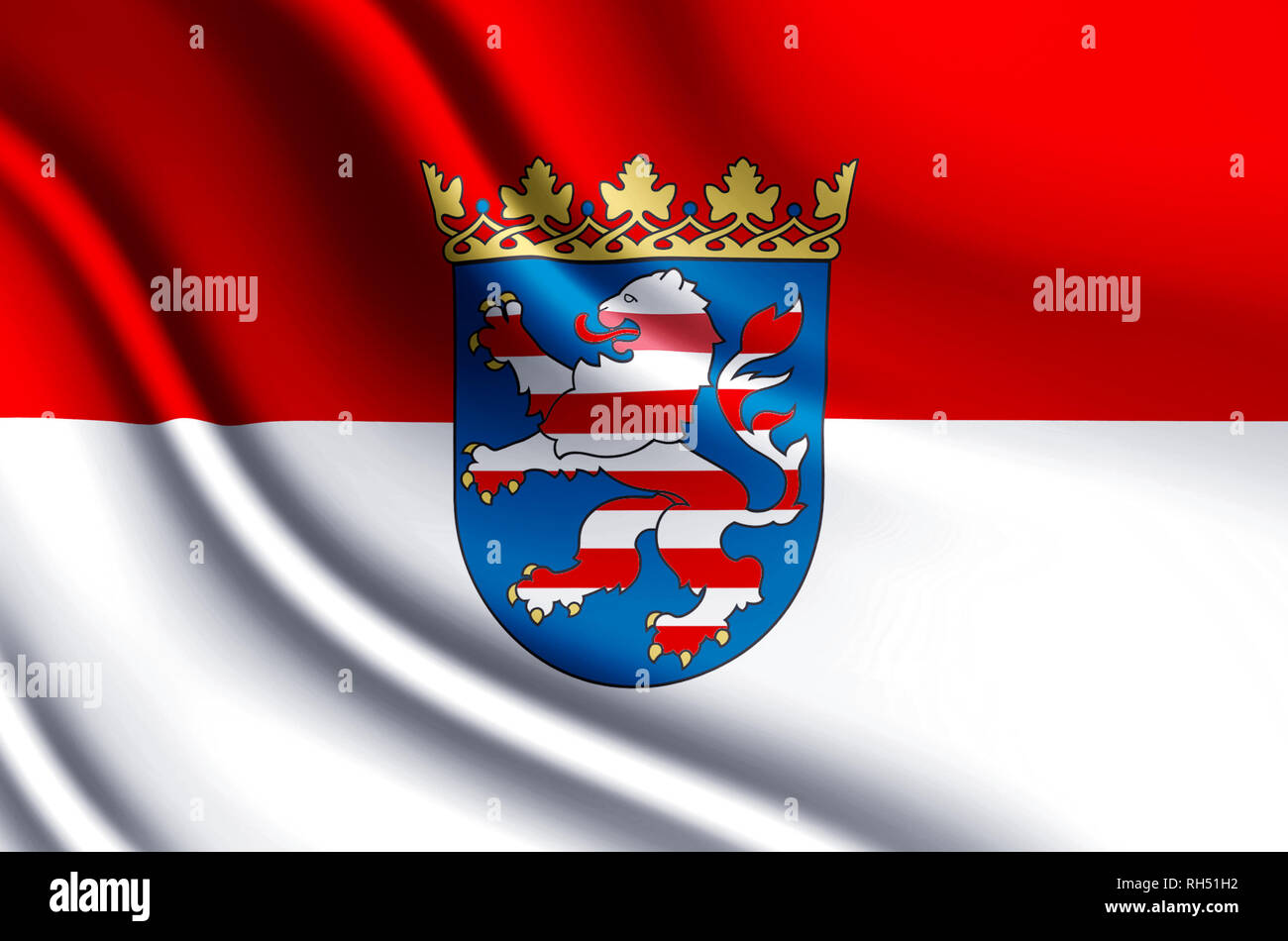Hesse germany modern and realistic closeup 3D flag illustration ...