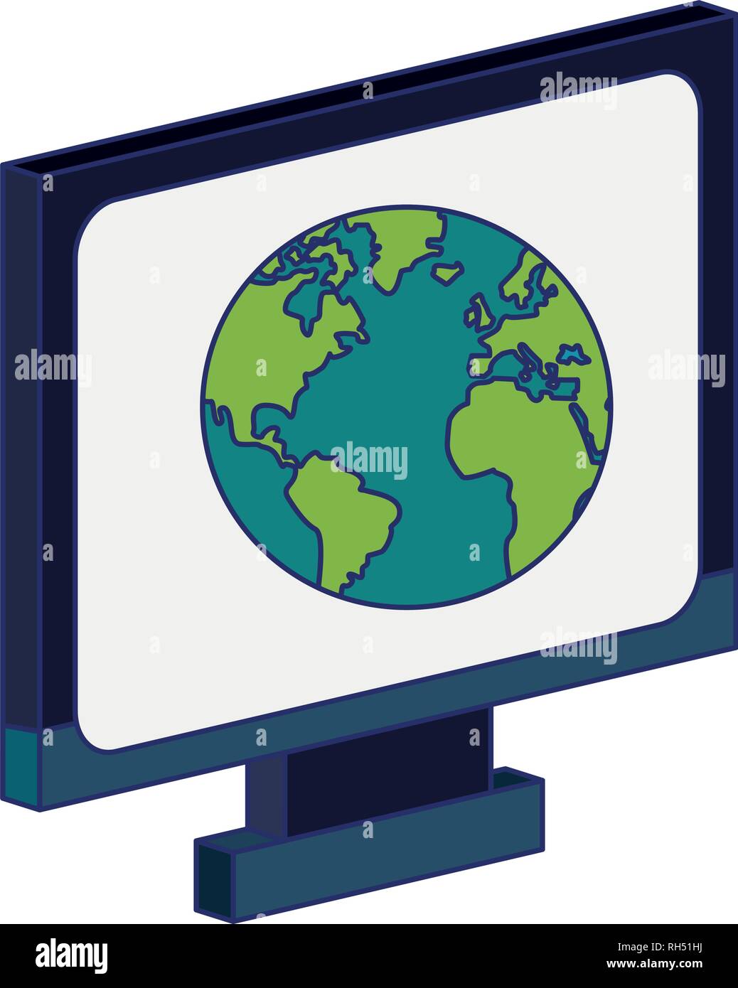 computer with world on screen Stock Vector Image & Art - Alamy
