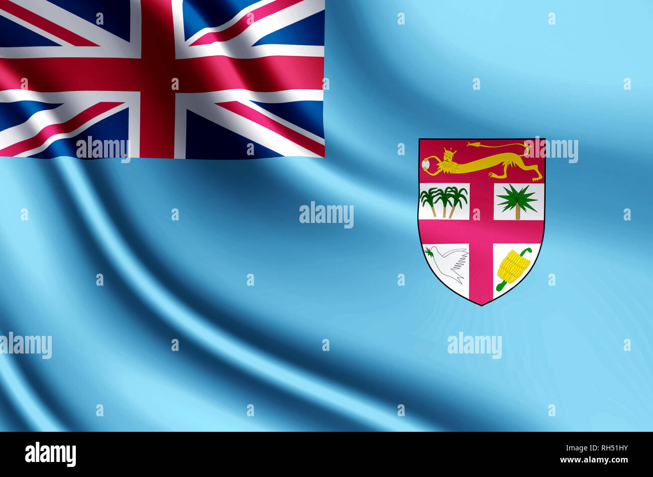Fiji modern and realistic closeup 3D flag illustration. Perfect for ...
