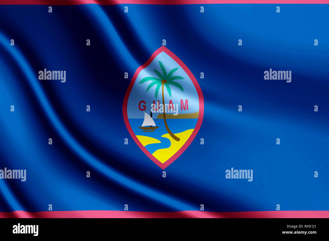 Guam modern and realistic closeup 3D flag illustration. Perfect for ...