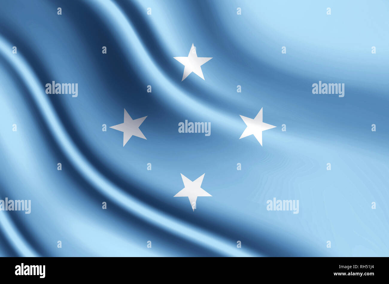 Micronesia modern and realistic closeup 3D flag illustration. Perfect ...