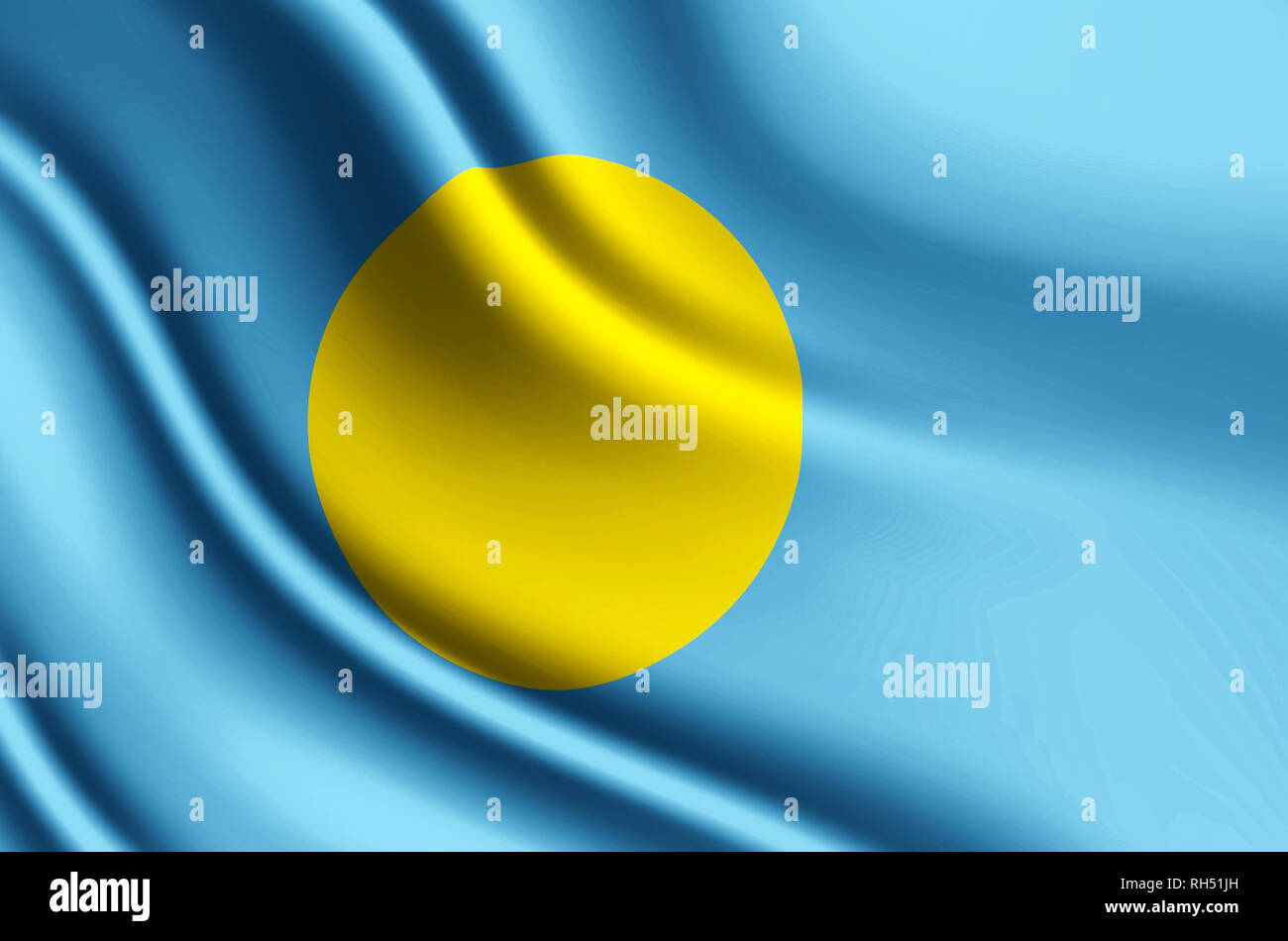 Palau modern and realistic closeup 3D flag illustration. Perfect for ...