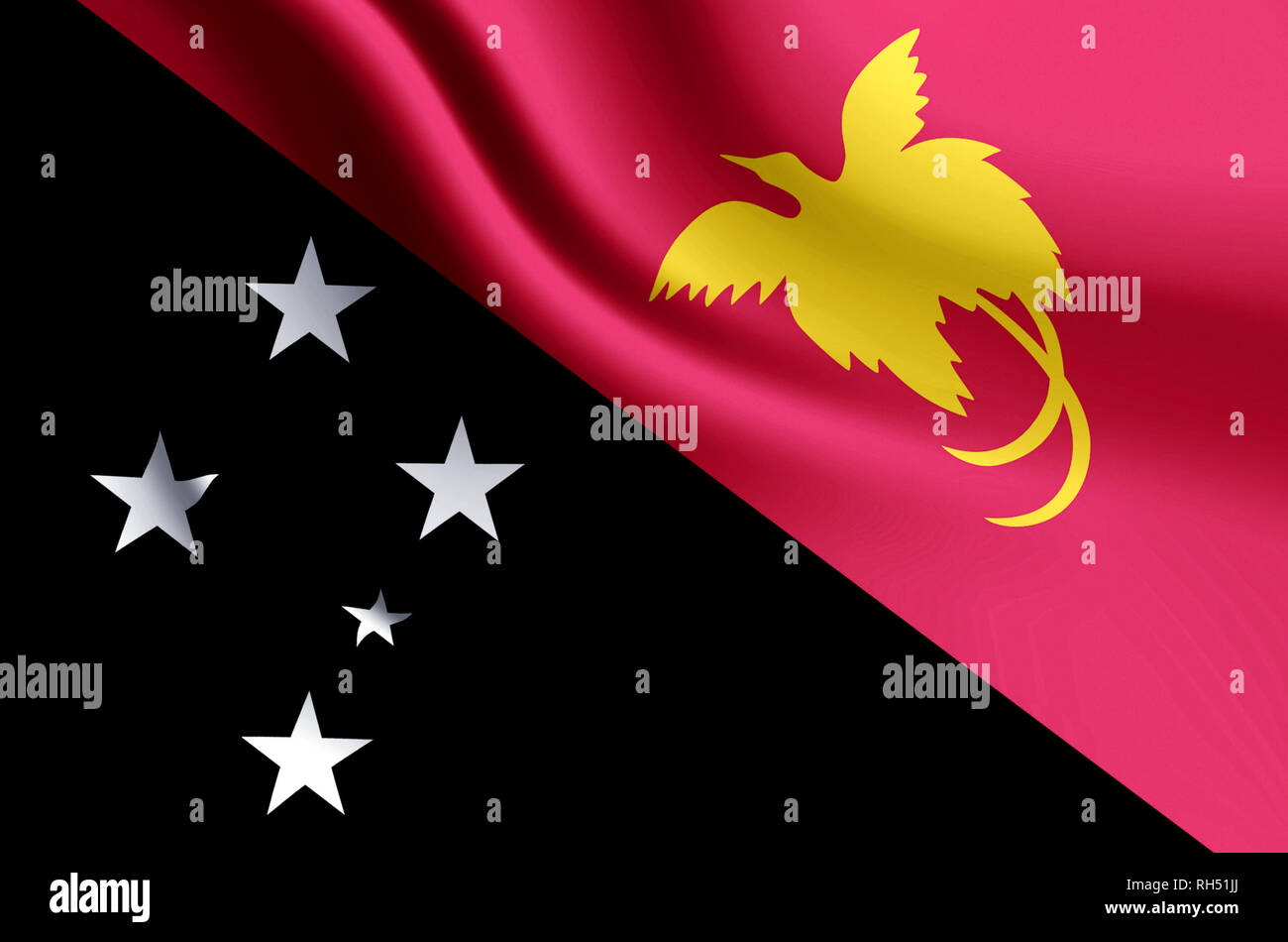 Papua new guinea modern and realistic closeup 3D flag illustration ...