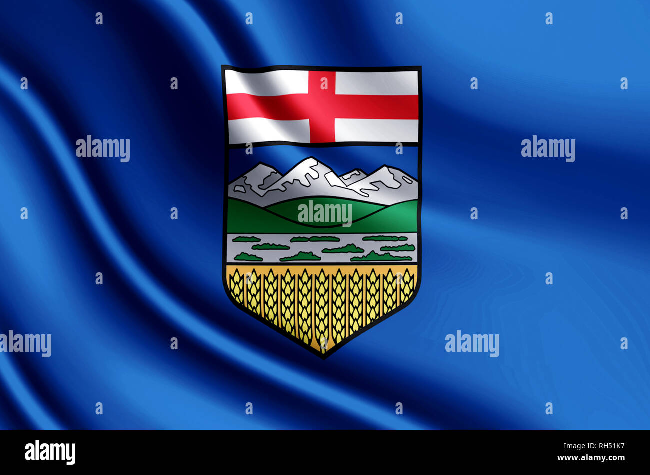 Alberta modern and realistic closeup 3D flag illustration. Perfect for ...