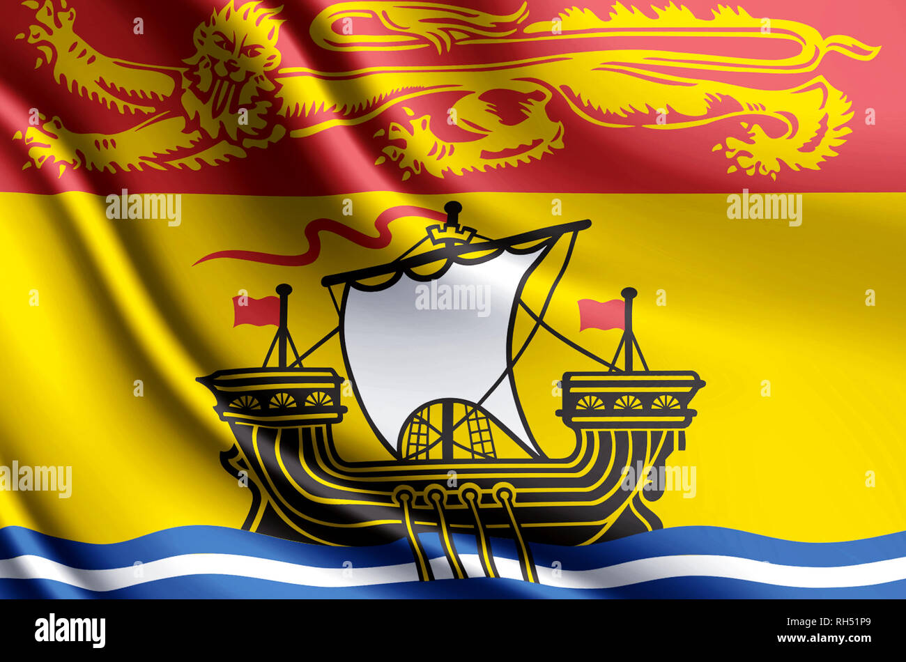 New brunswick modern and realistic closeup 3D flag illustration ...