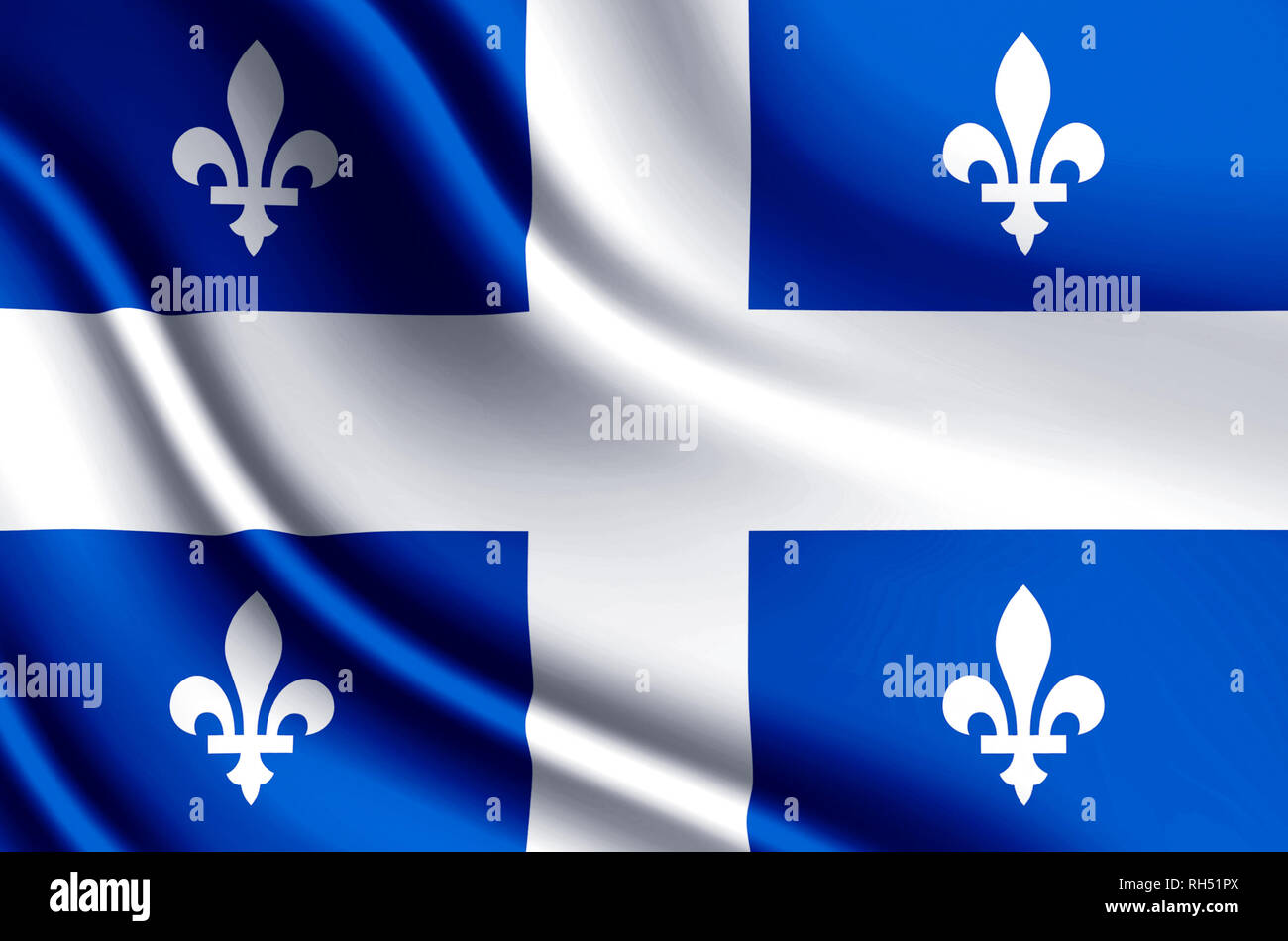 Quebec modern and realistic closeup 3D flag illustration. Perfect for ...