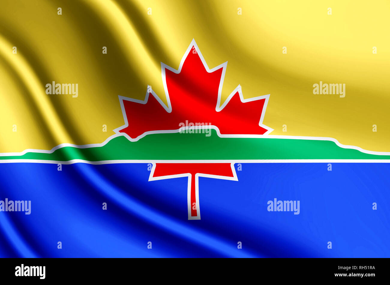 Thunder bay modern and realistic closeup 3D flag illustration. Perfect ...