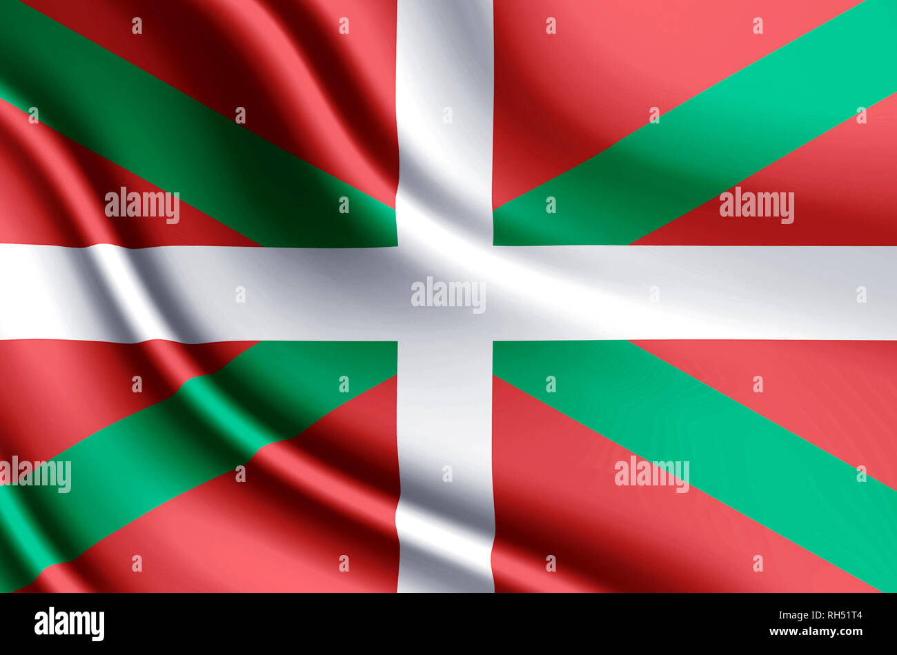 Basque country modern and realistic closeup 3D flag illustration ...