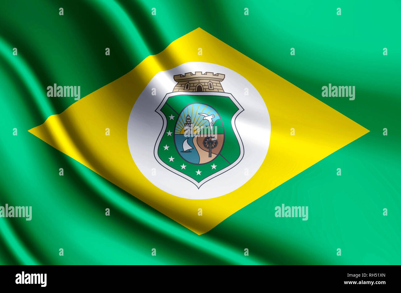 Ceara modern and realistic closeup 3D flag illustration. Perfect for ...