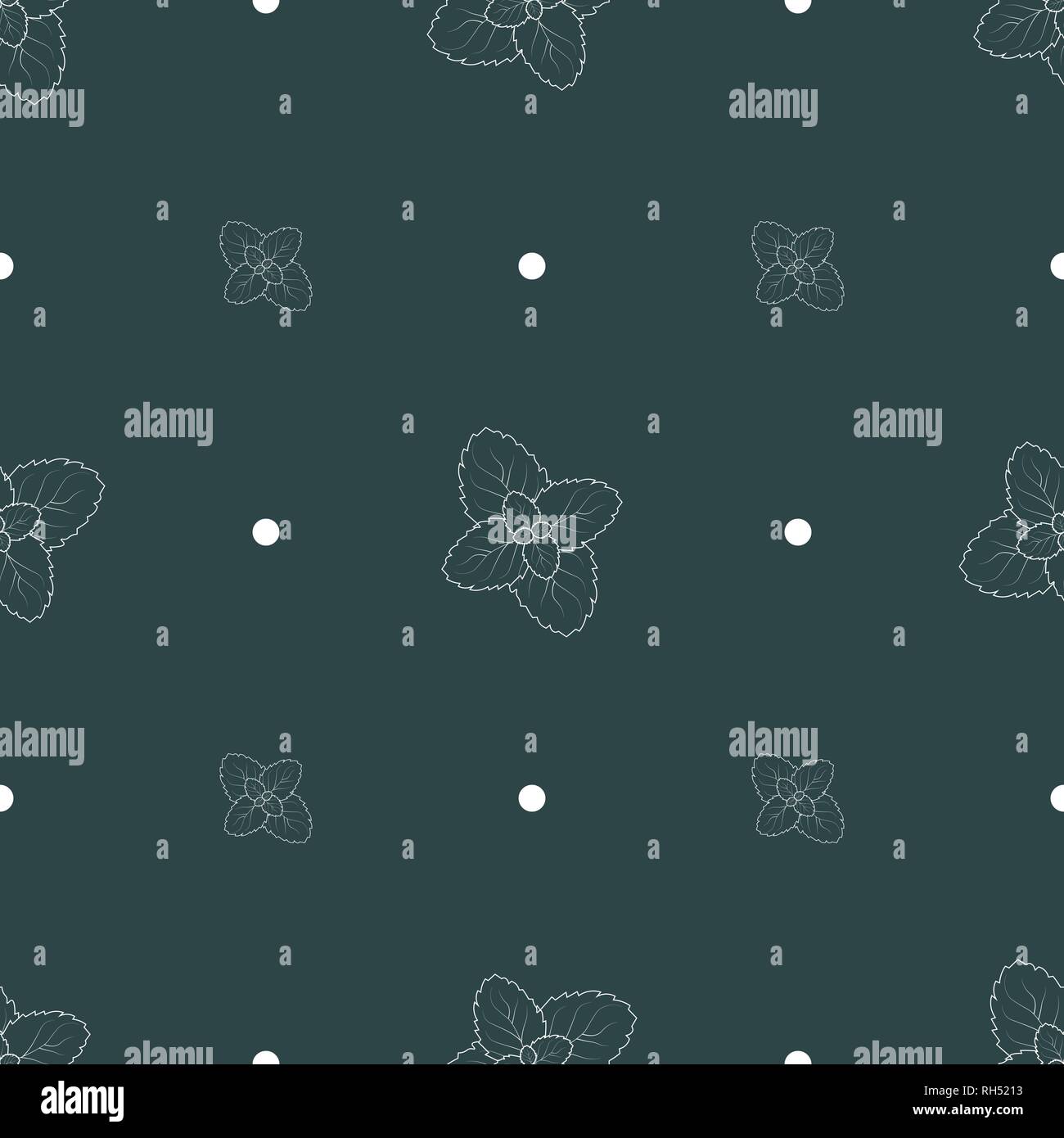 seamless pattern with mint leafs on green background . Herb print 10 ...