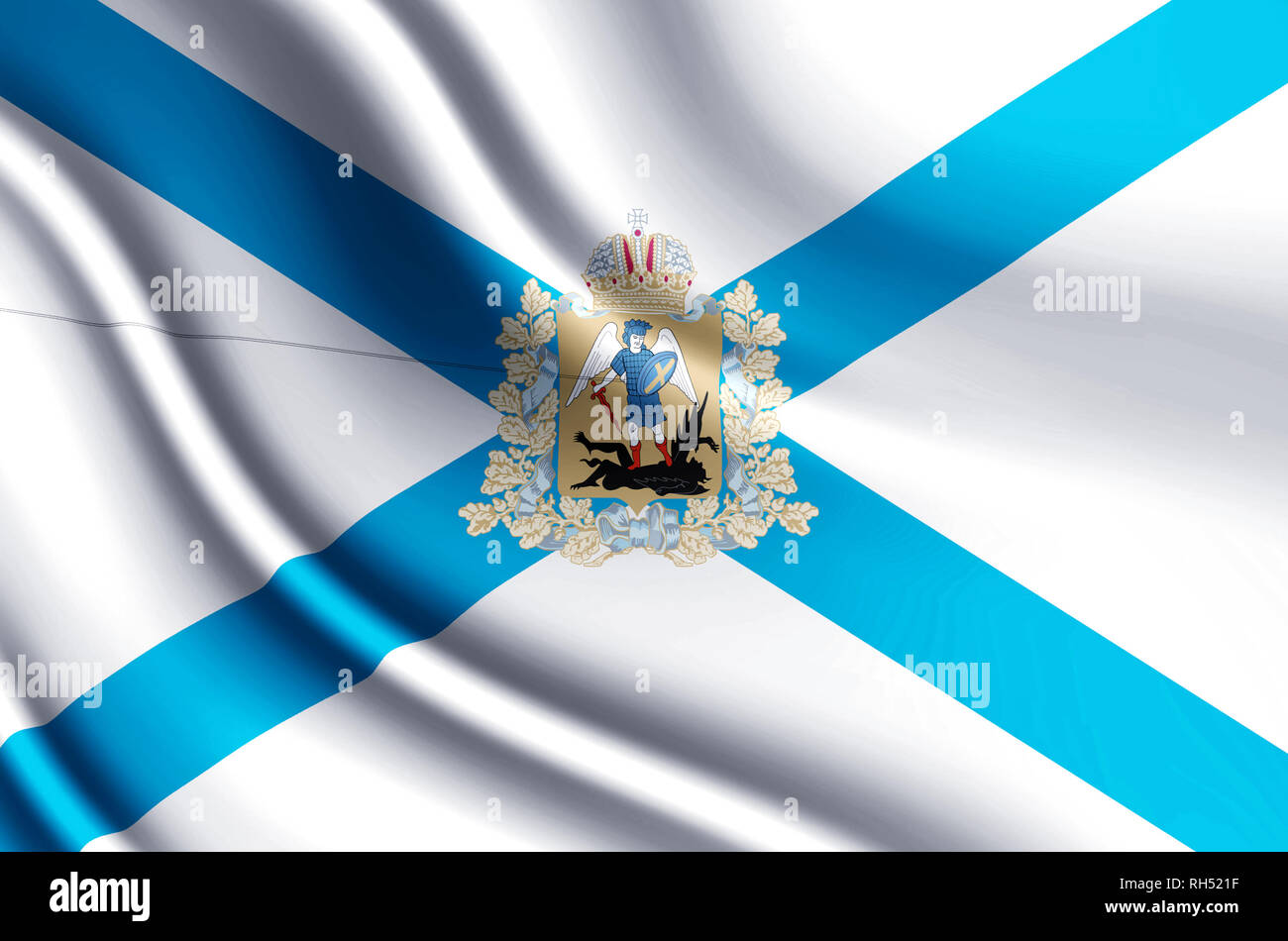 Arkhangelsk modern and realistic closeup 3D flag illustration. Perfect ...