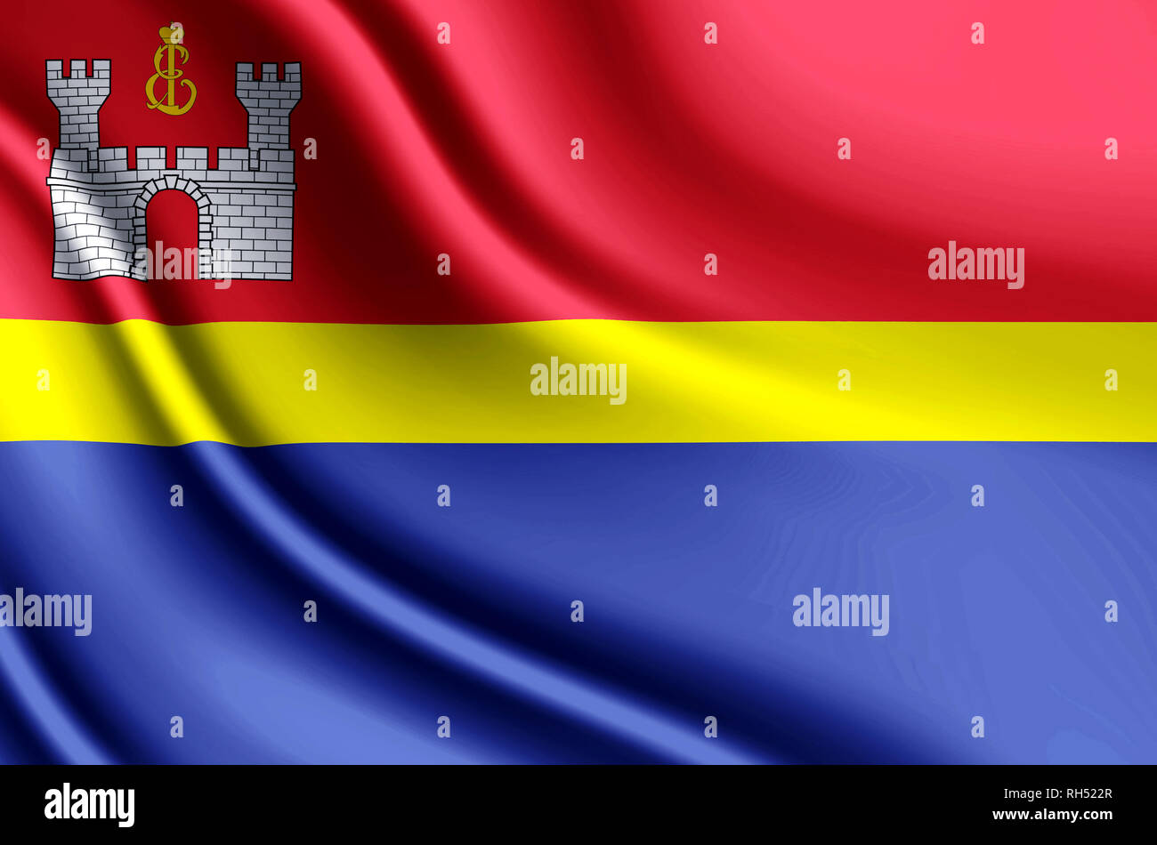 Kaliningrad modern and realistic closeup 3D flag illustration. Perfect ...