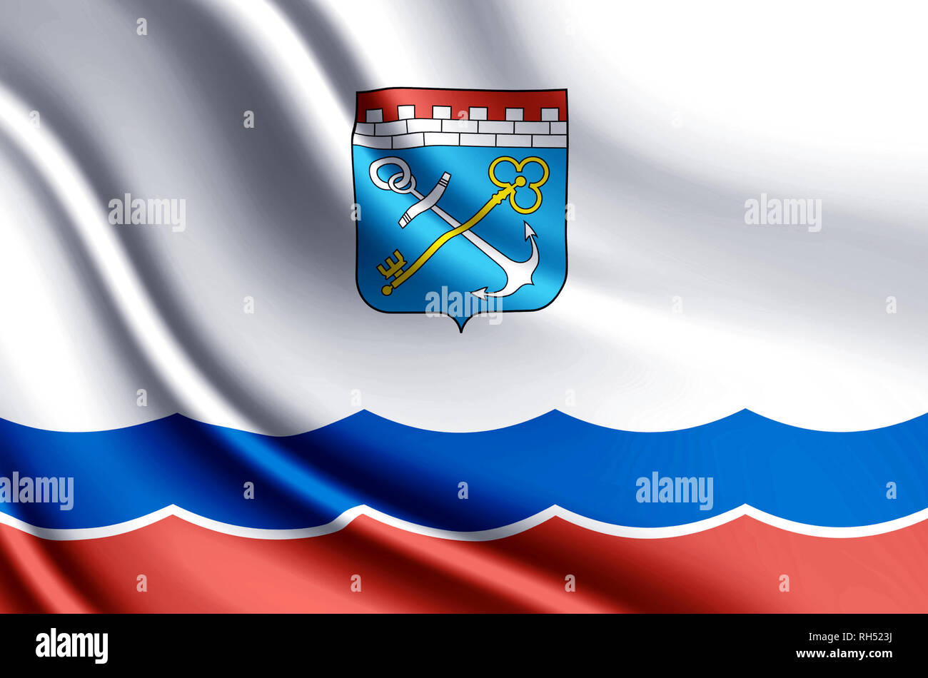 Leningrad modern and realistic closeup 3D flag illustration. Perfect ...