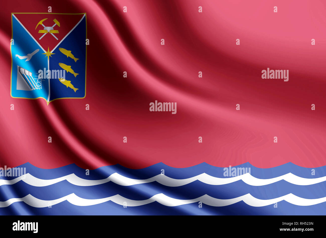 Magadan modern and realistic closeup 3D flag illustration. Perfect for ...