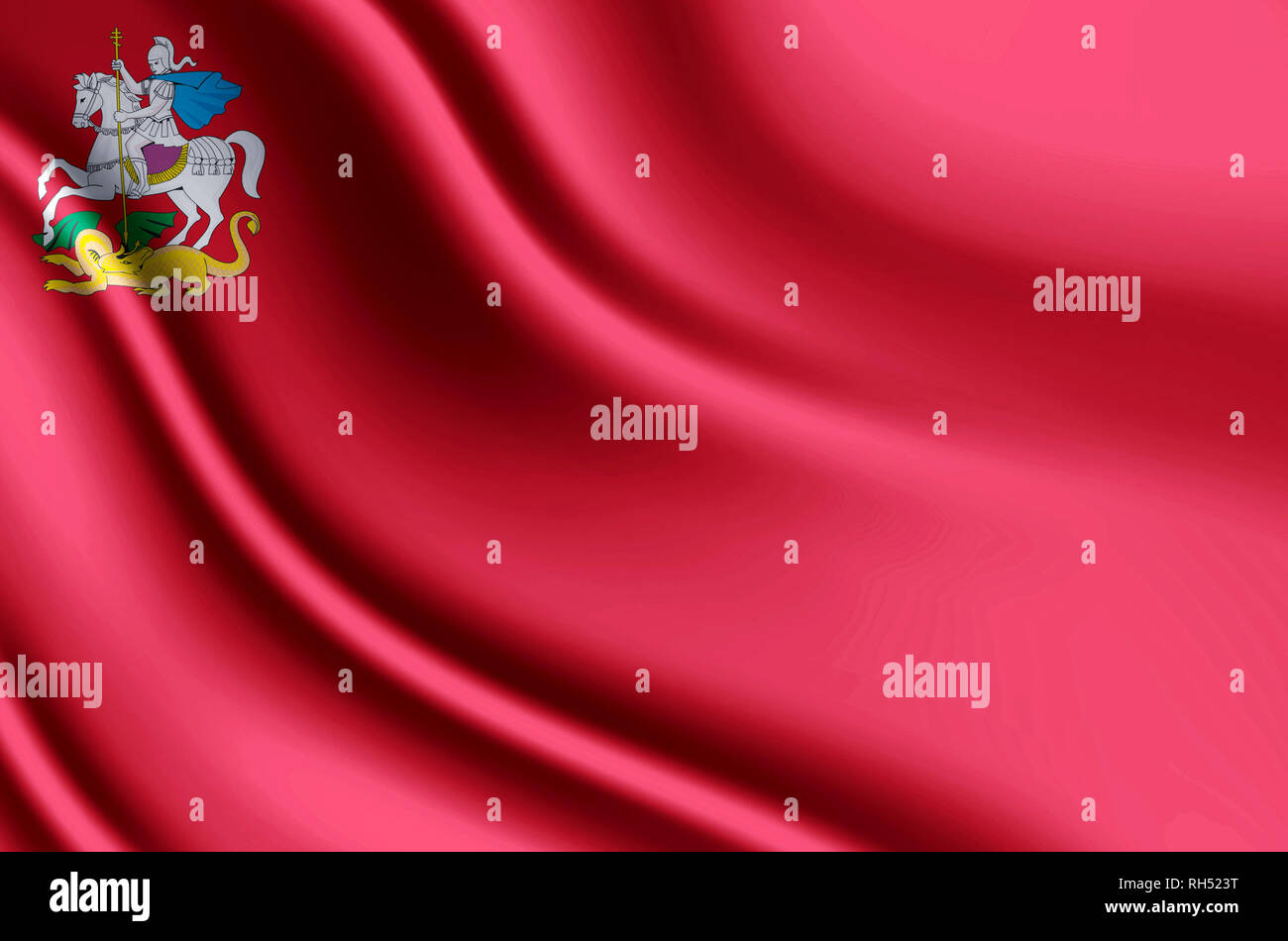 Moscow Oblast modern and realistic closeup 3D flag illustration ...