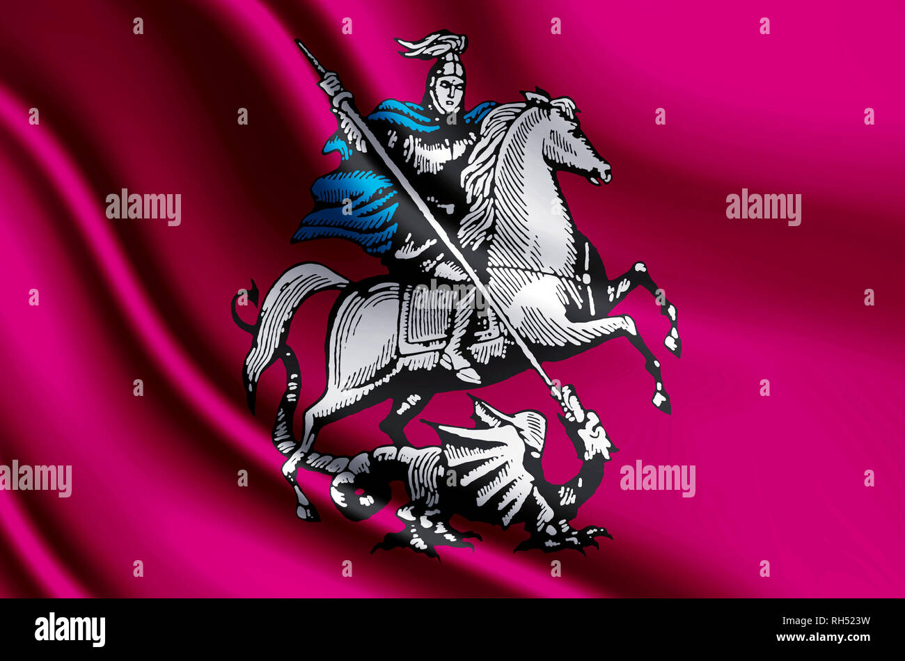 Moscow modern and realistic closeup 3D flag illustration. Perfect for ...