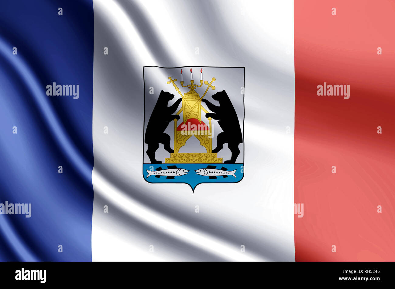 Novgorod modern and realistic closeup 3D flag illustration. Perfect for ...