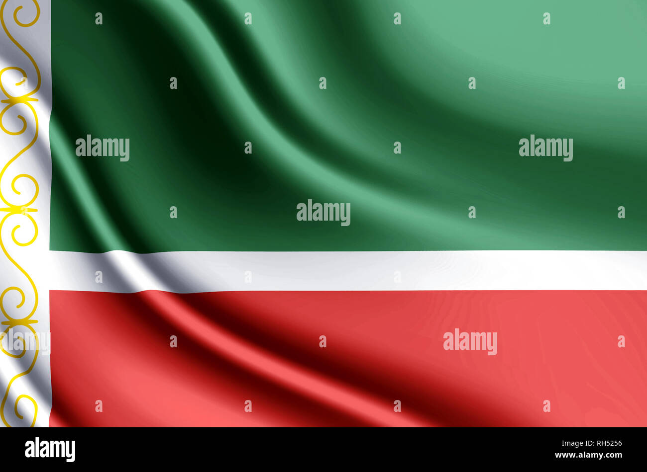 Thechechen Republic modern and realistic closeup 3D flag illustration ...