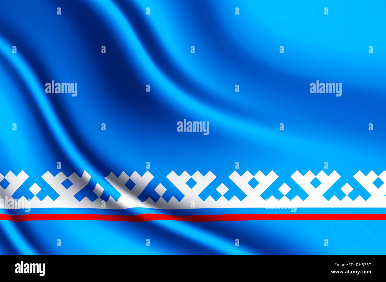 Yamal-Nenets Autonomous District modern and realistic closeup 3D flag ...