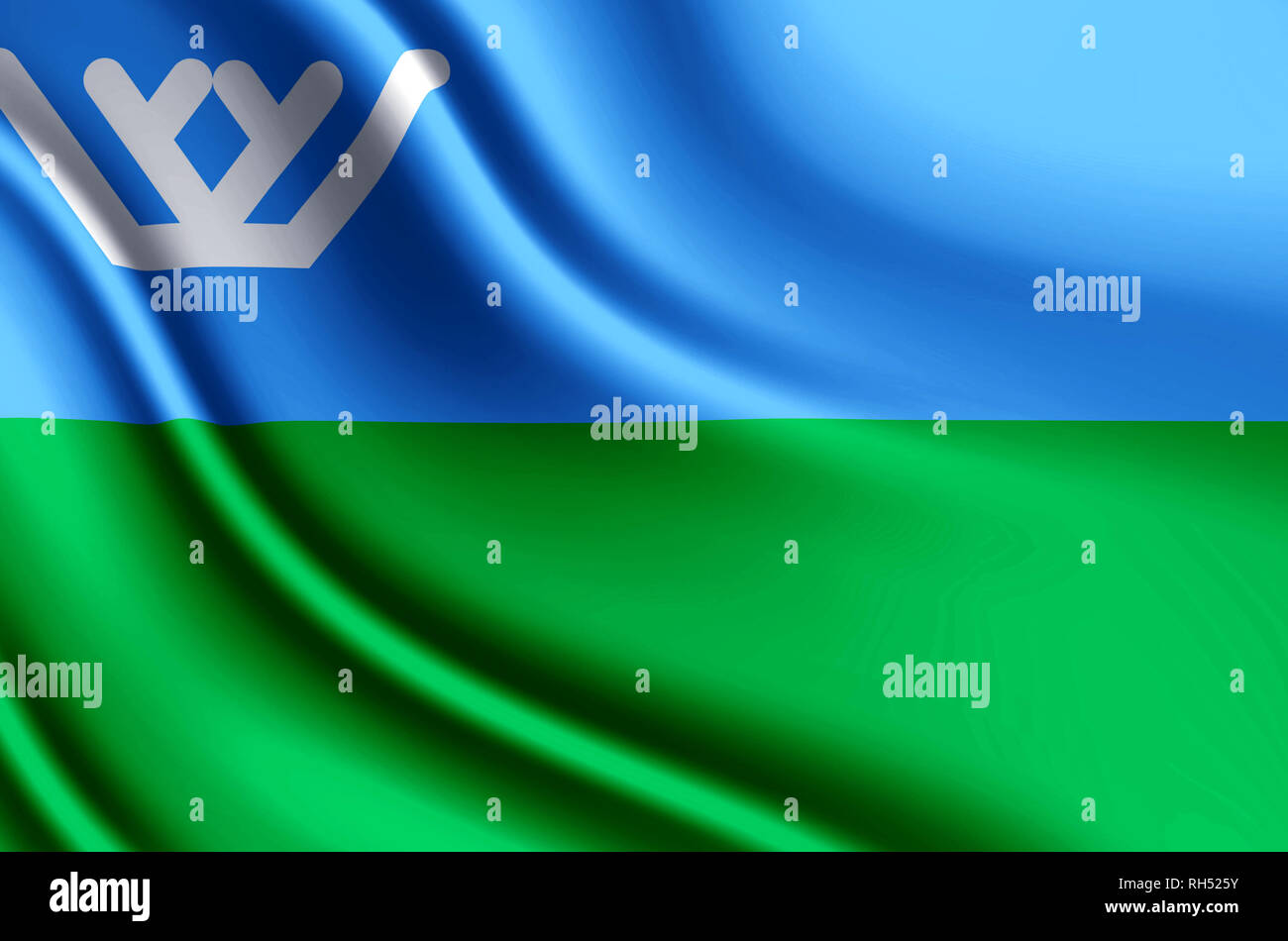 Yugra modern and realistic closeup 3D flag illustration. Perfect for ...