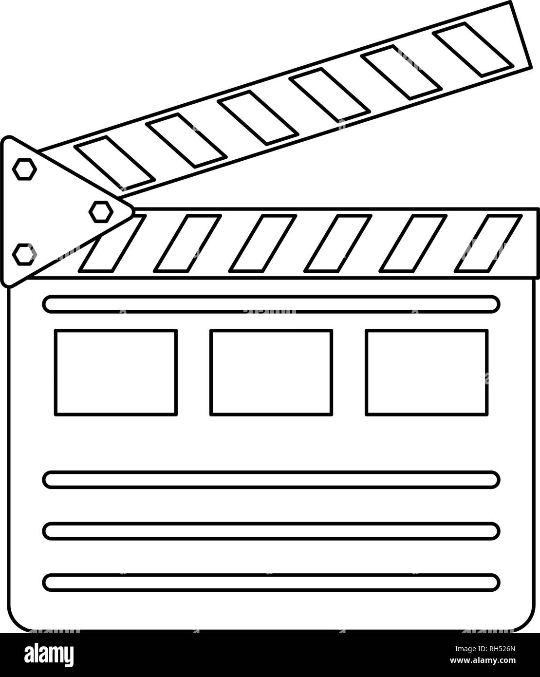 Movie clapboard symbol isolated black and white Stock Vector Image ...