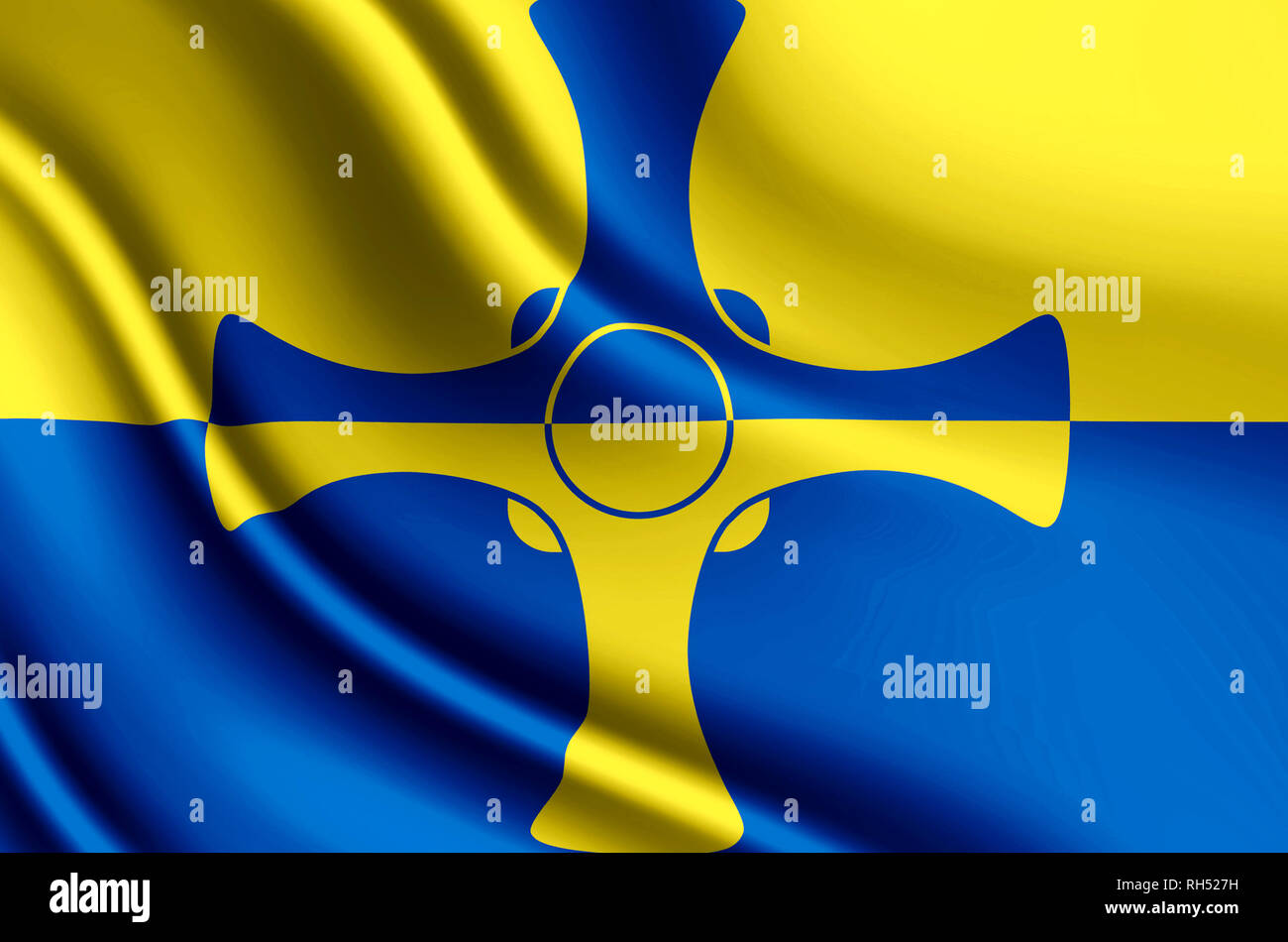 County Durham modern and realistic closeup 3D flag illustration ...