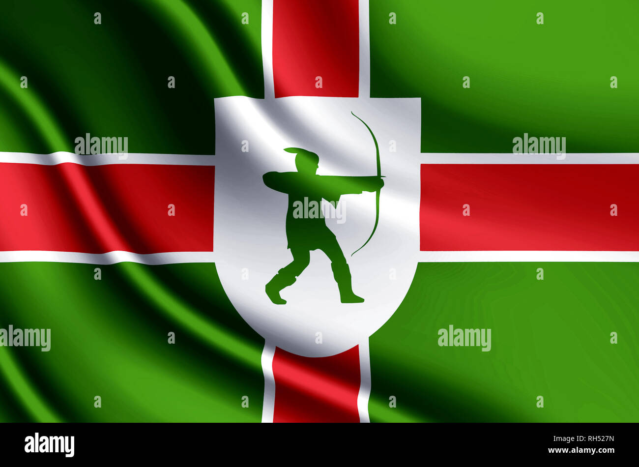 County Nottinghamshire modern and realistic closeup 3D flag ...