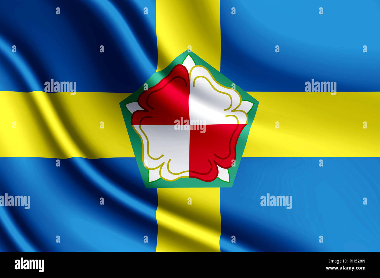 Pembrokeshire modern and realistic closeup 3D flag illustration ...