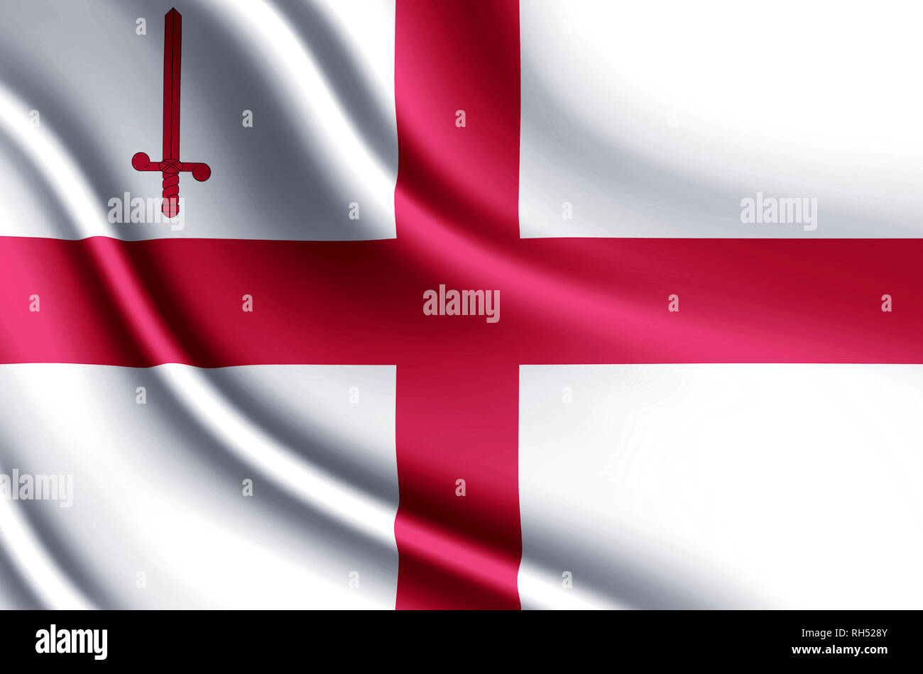 The City London modern and realistic closeup 3D flag illustration ...