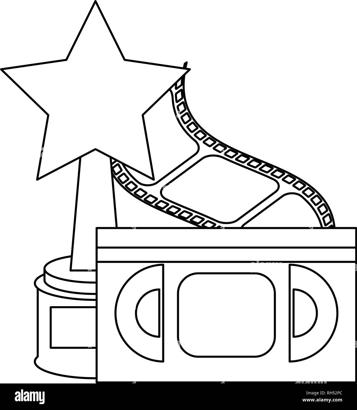 Cinema and movies entertainment black and white Stock Vector Image ...