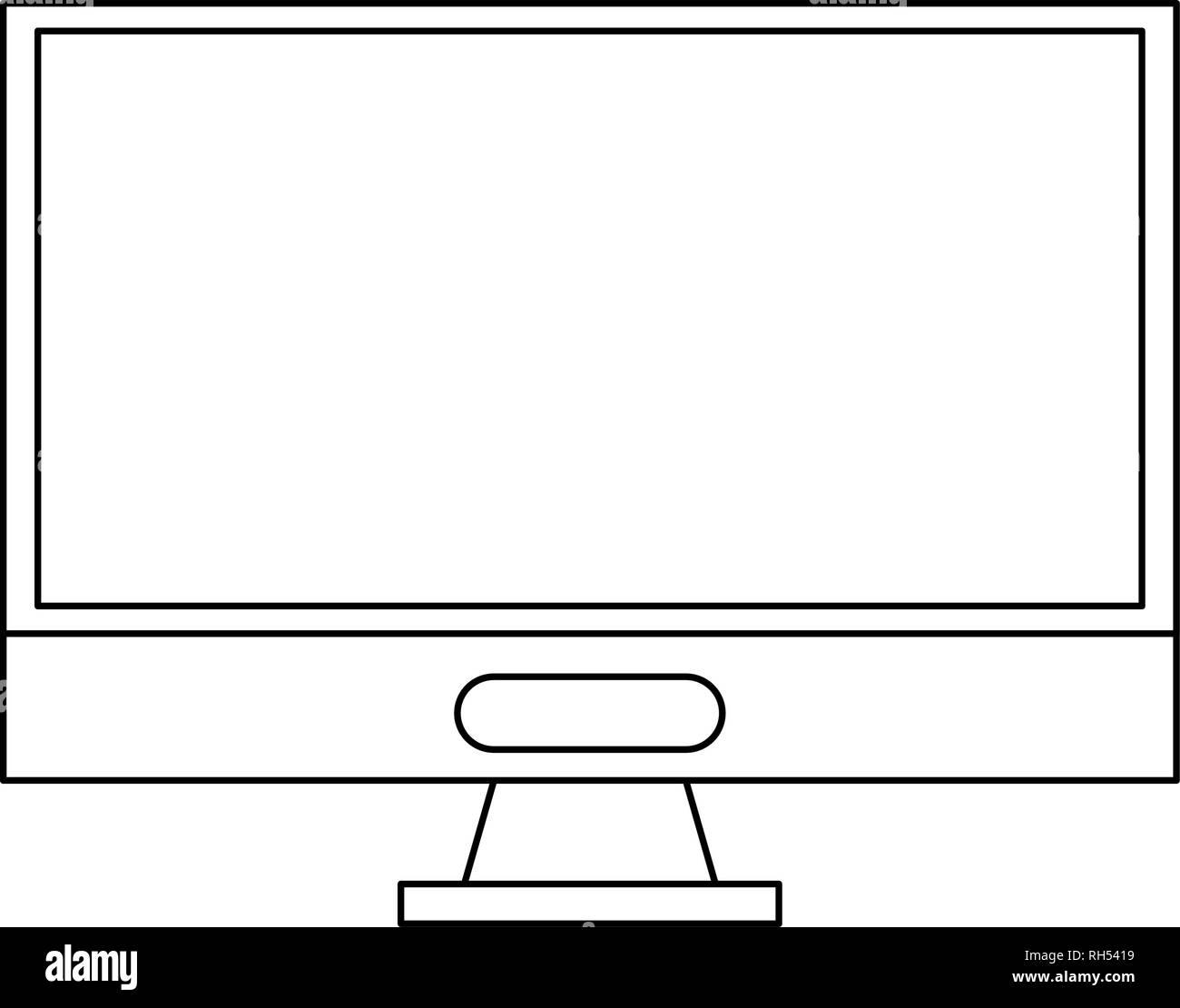 computer screen hardware symbol black and white Stock Vector Image ...