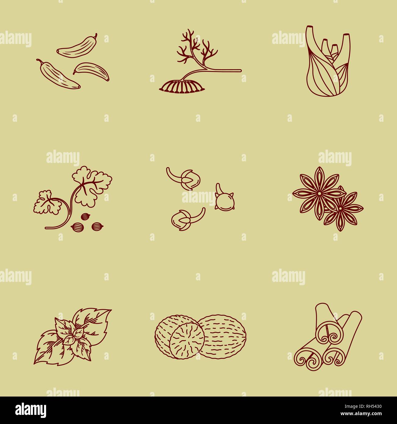 Spices set of linear icons. Vector image Stock Vector Image & Art - Alamy