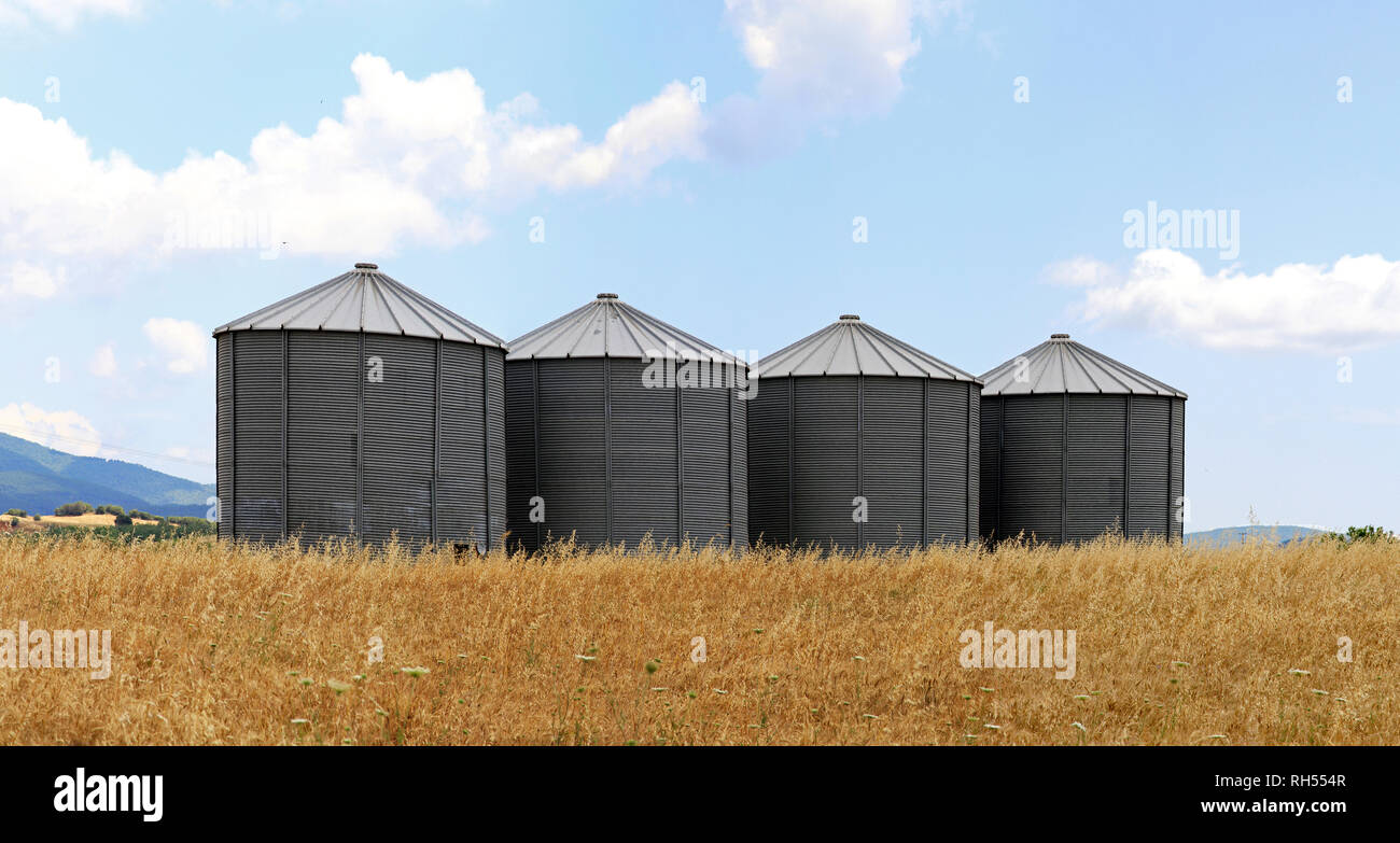 Wheat silo at farm in rural Greece Stock Photo - Alamy
