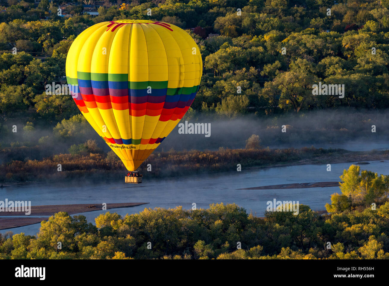 Balloon over River Stock Photo - Alamy