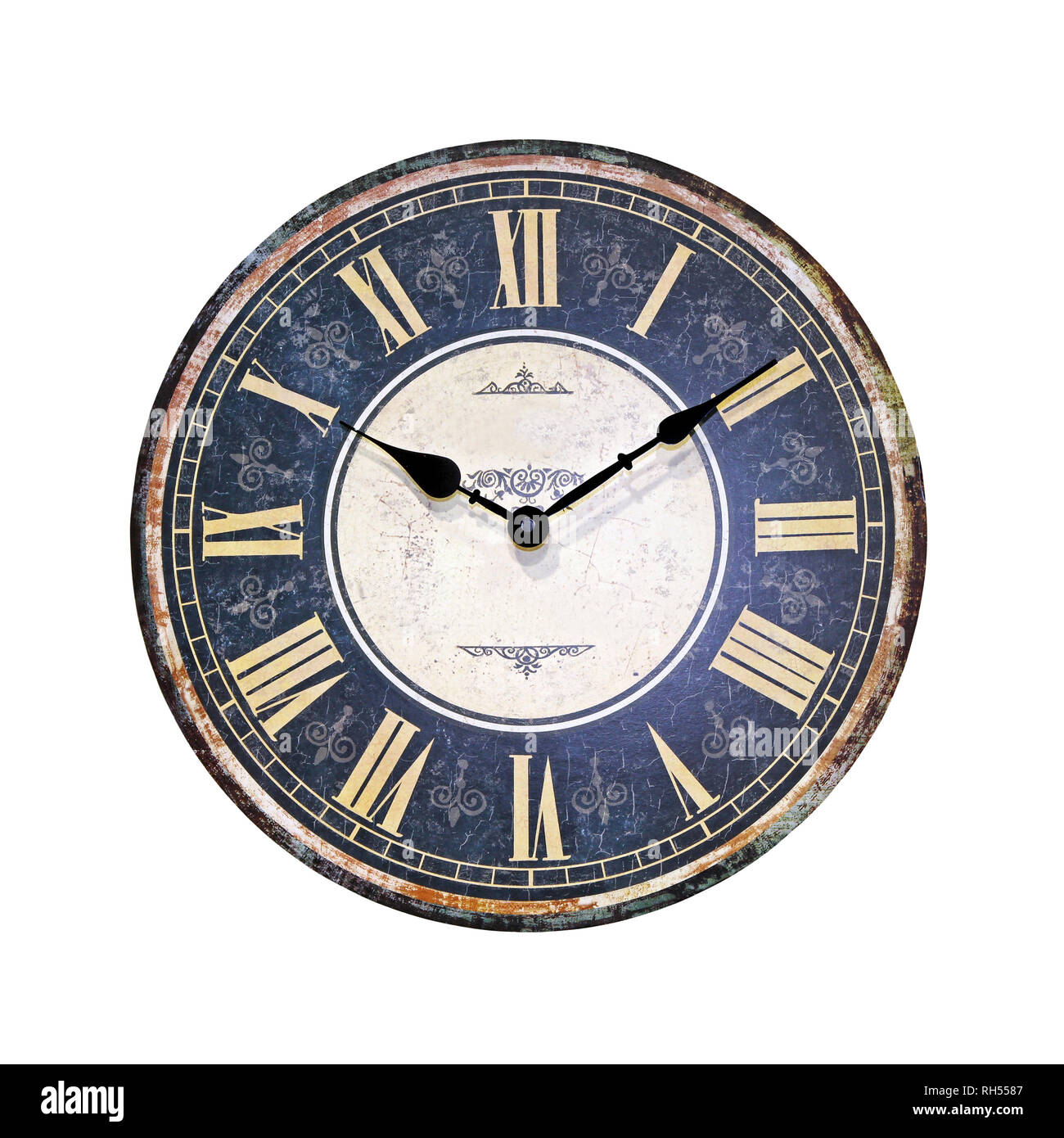 Grunge clock isolated with clipping path included Stock Photo - Alamy