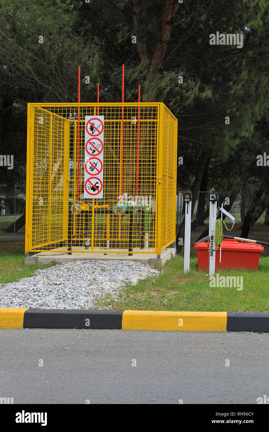 Gas station inlet valves and pipes in the box Stock Photo - Alamy