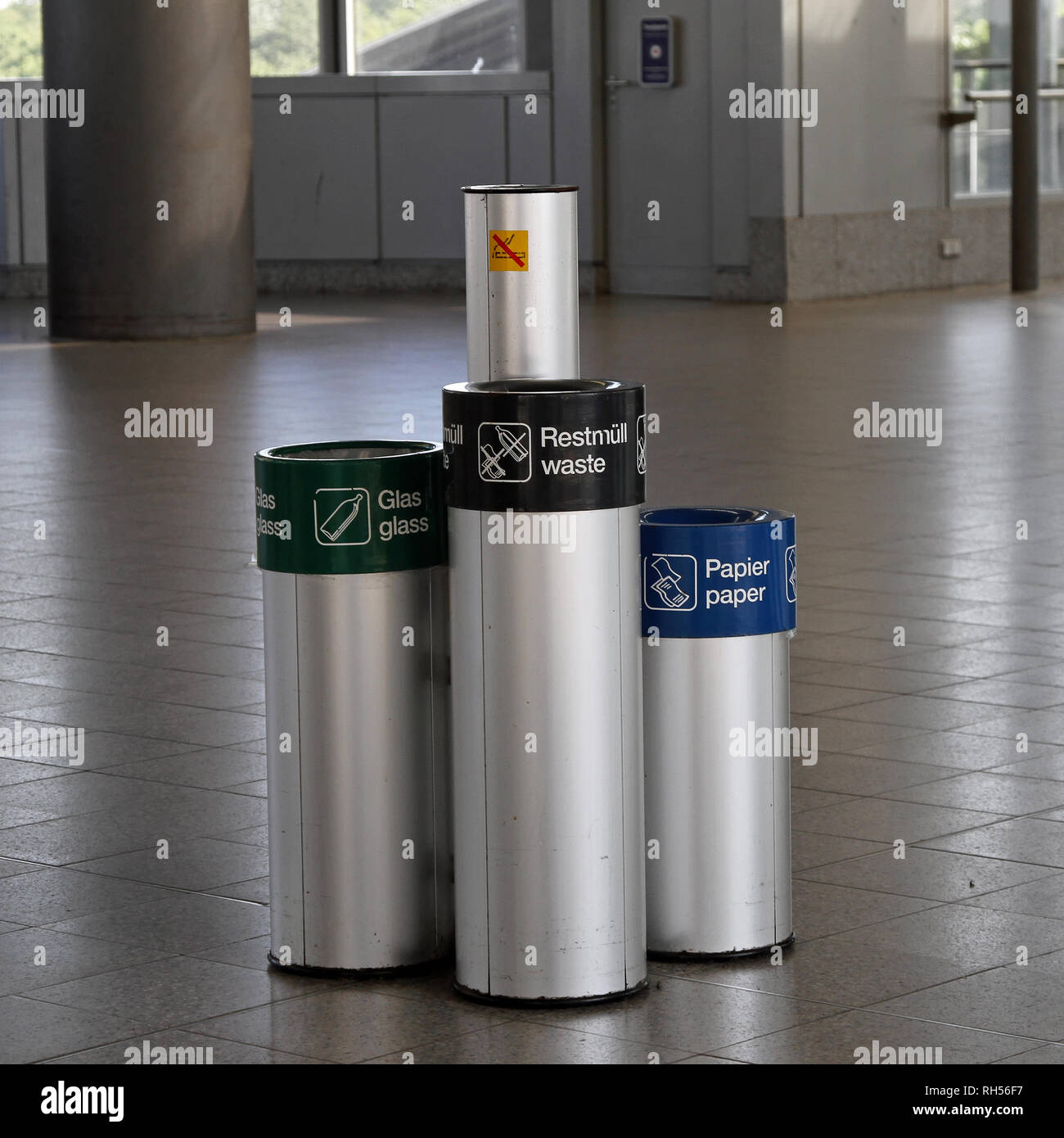 Several trash can for sorting and recycling Stock Photo - Alamy