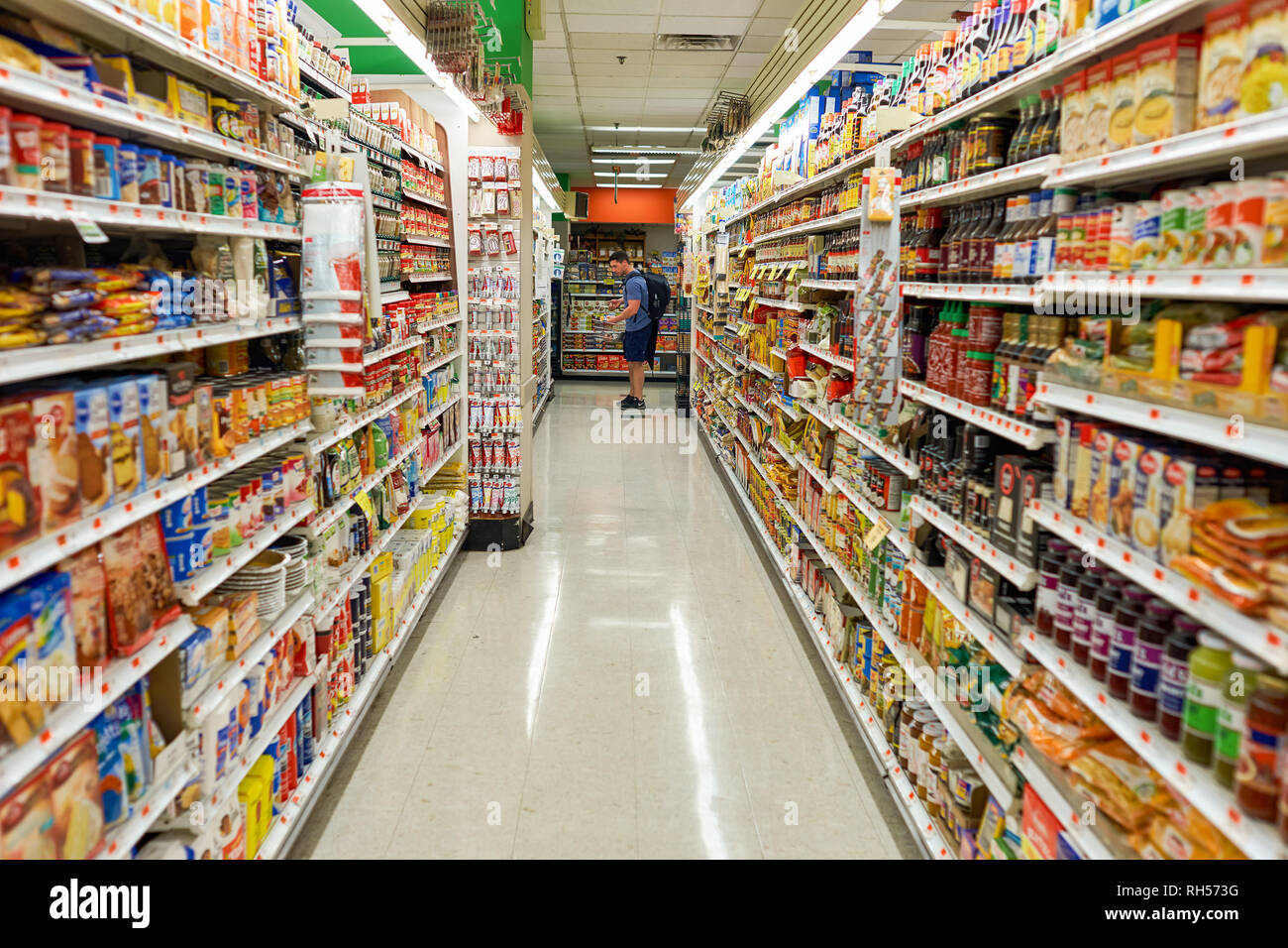 NEW YORK - CIRCA MARCH 2016: inside of food store at Manhattan, New ...