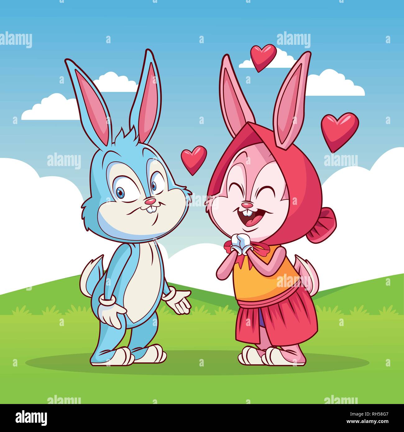 Rabbit couple in love Stock Vector Image & Art - Alamy