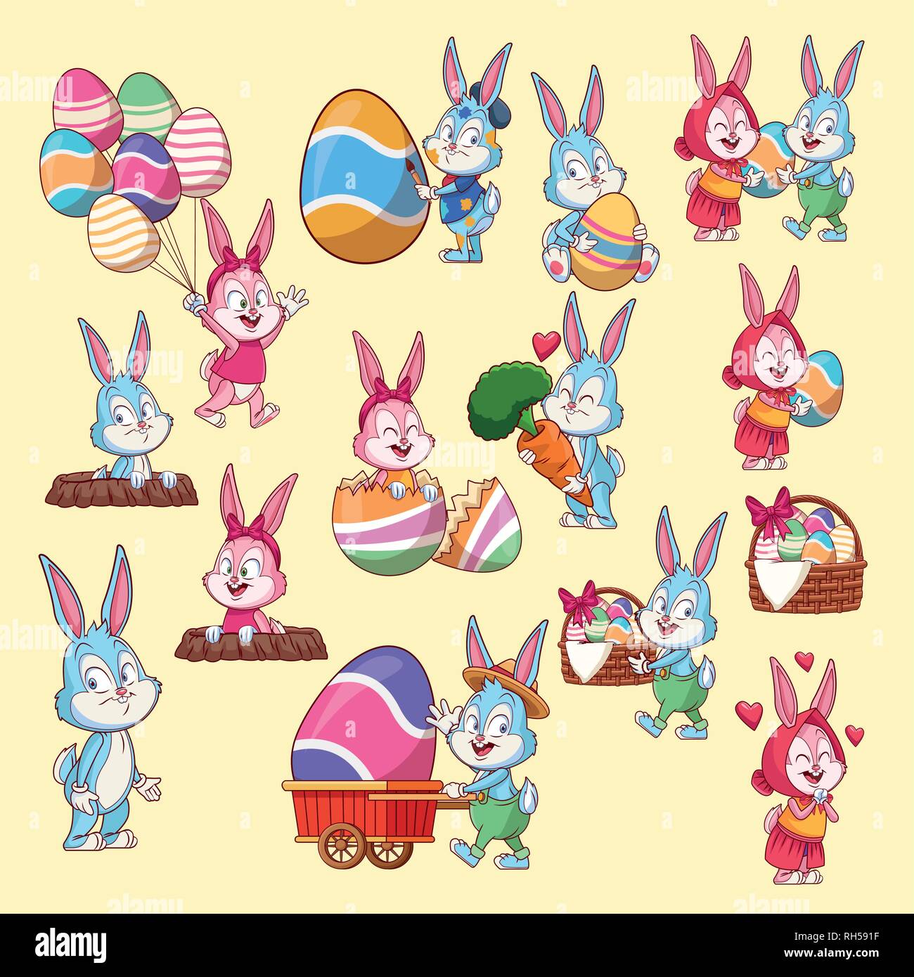 Easter rabbits and eggs cartoons Stock Vector Image & Art - Alamy