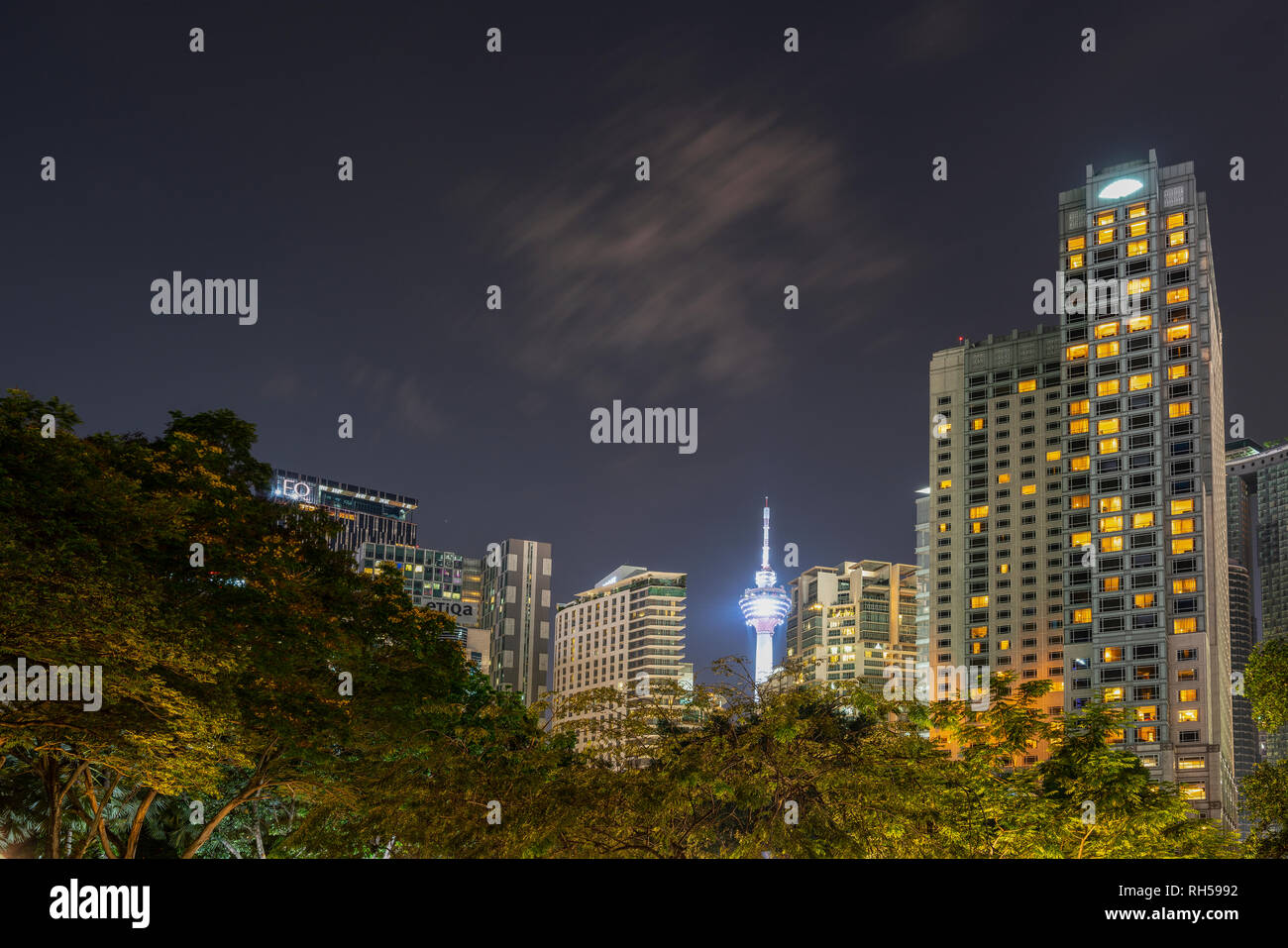 A night view of the KLCC park in Kuala Lumpur, Malaysia Stock Photo - Alamy
