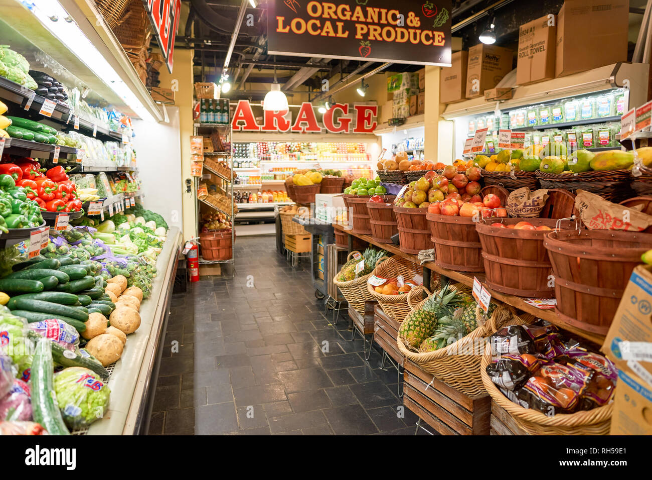 NEW YORK - CIRCA MARCH 2016: inside of Gourmet Garage. Gourmet Garage ...