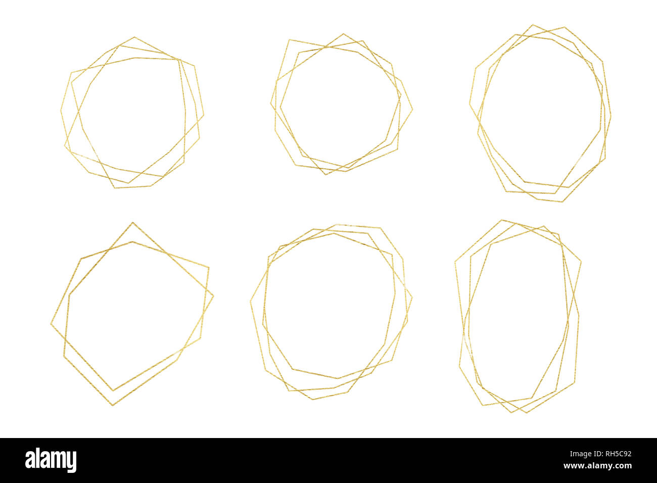 Gold geometric frames isolated on white, illustration Stock Photo - Alamy