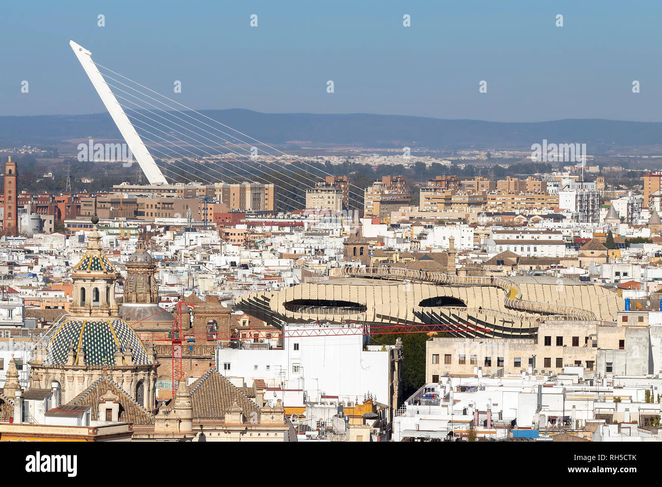 Aerial view of Seville city and Cathedral of Saint Mary of the See in ...