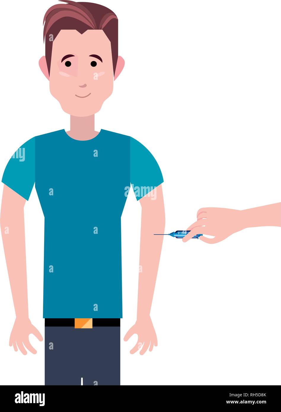 hand with syringe making man vaccination vector illustration Stock ...