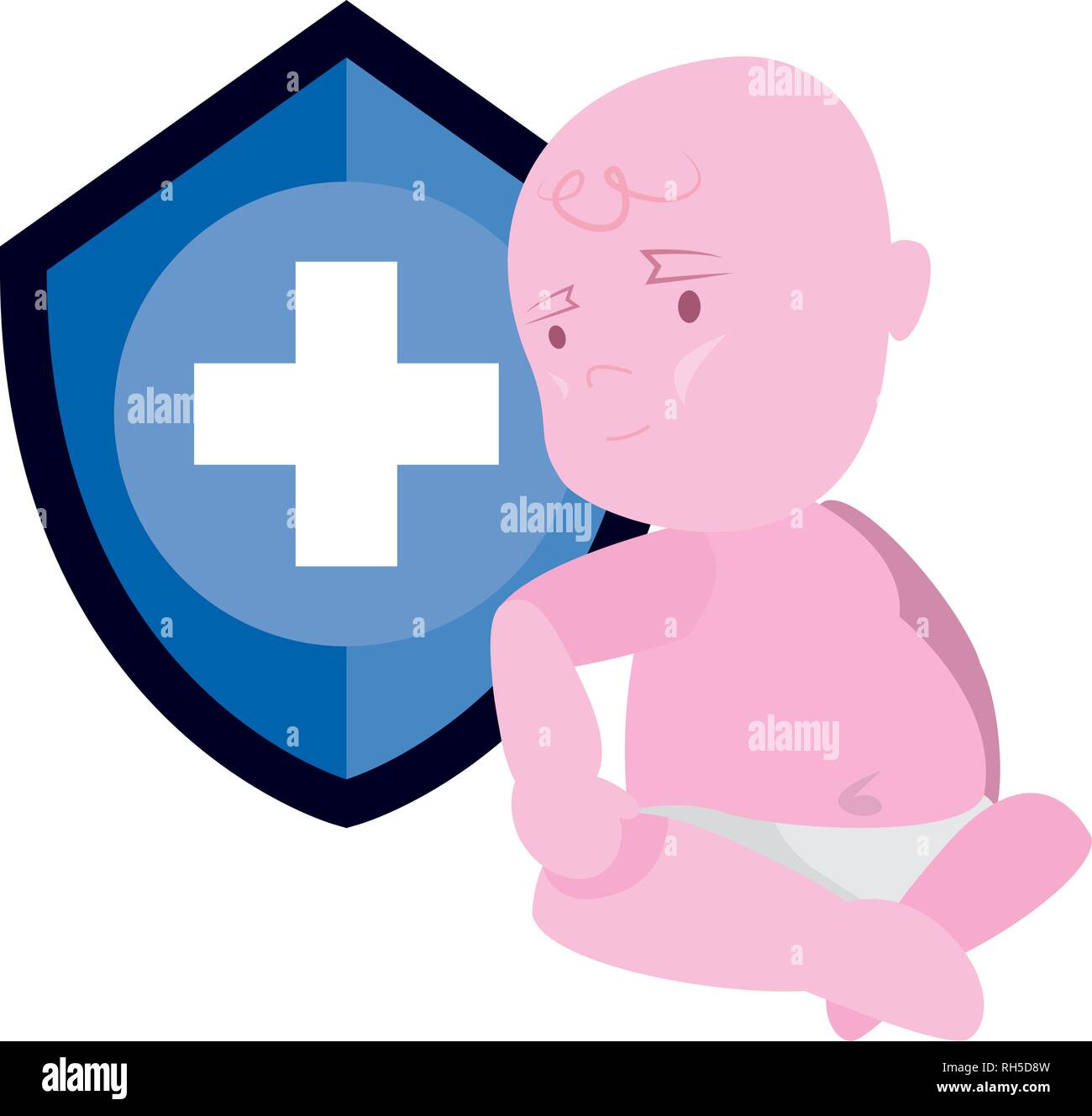 cute baby shield protection vaccination vector illustration Stock ...